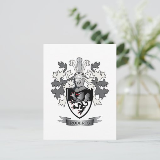 Roberts Family Crest Coat of Arms Postcard | Zazzle
