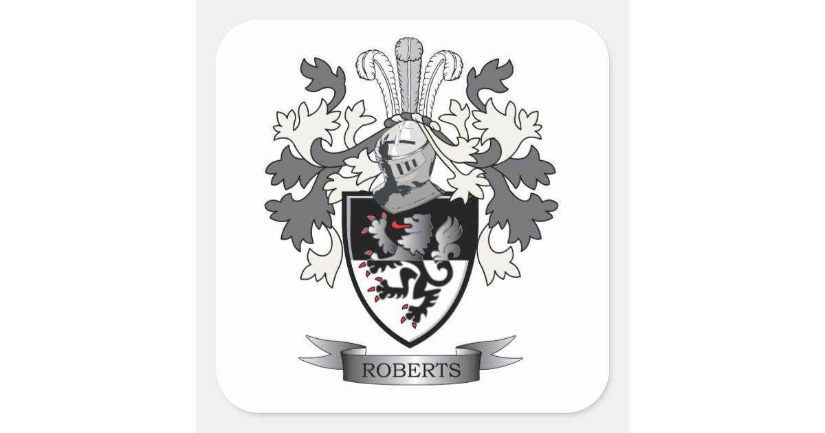 Roberts Family Crest Coat of Arms Square Sticker | Zazzle