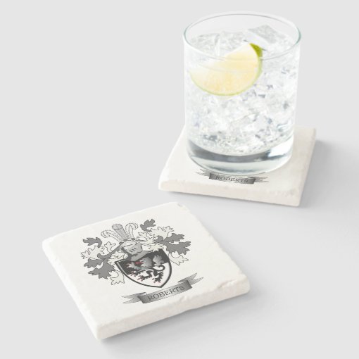 Roberts Family Crest Coat of Arms Stone Coaster | Zazzle