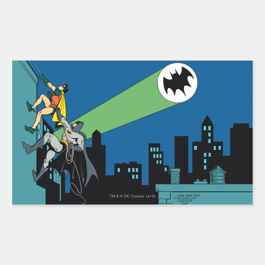 Robin And Batman Climb Rectangular Sticker | Zazzle