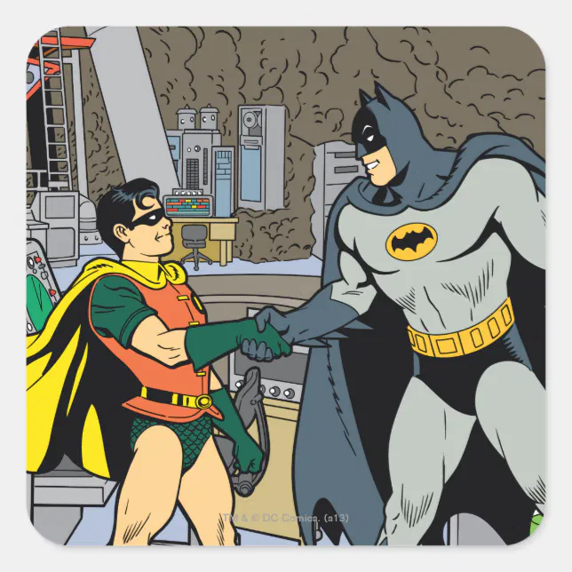 Robin And Batman Handshake Square Sticker | Zazzle