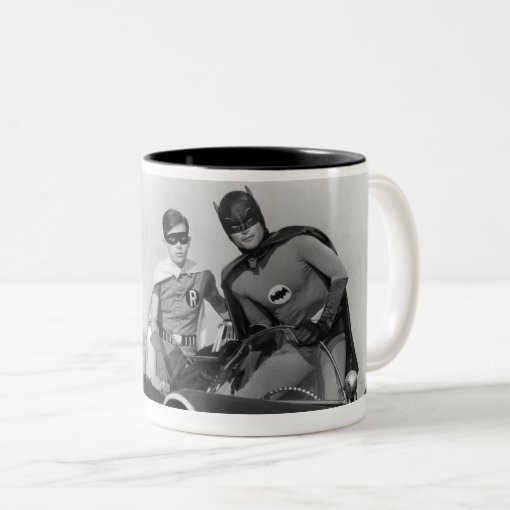 Robin and Batman Standing in Batmobile Two-Tone Coffee Mug | Zazzle