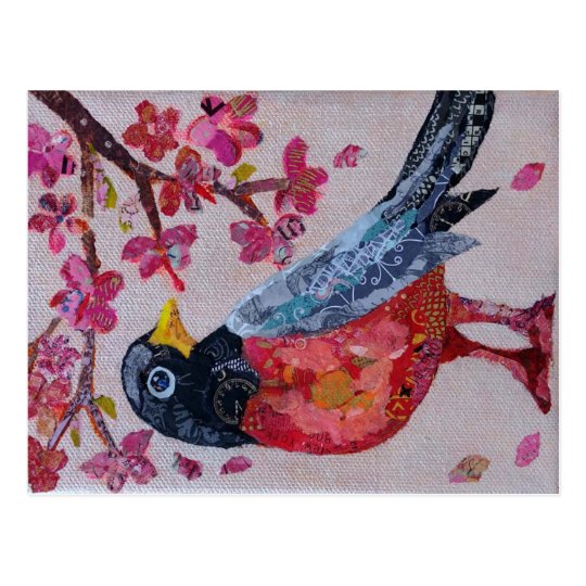 Robin - collage art postcard | Zazzle.com