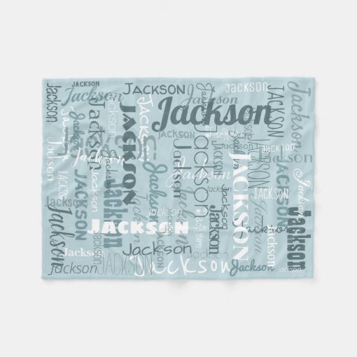 Robin Egg Blue Boy Baby's Names Modern Typography Fleece Blanket | Zazzle