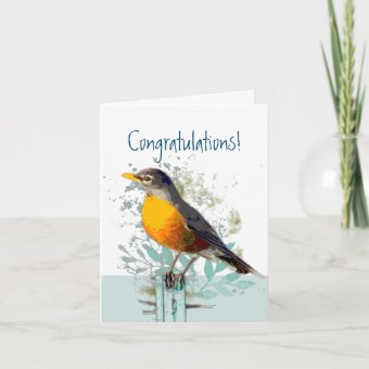 Robin Garden Bird Wildlife Congratulations Card | Zazzle