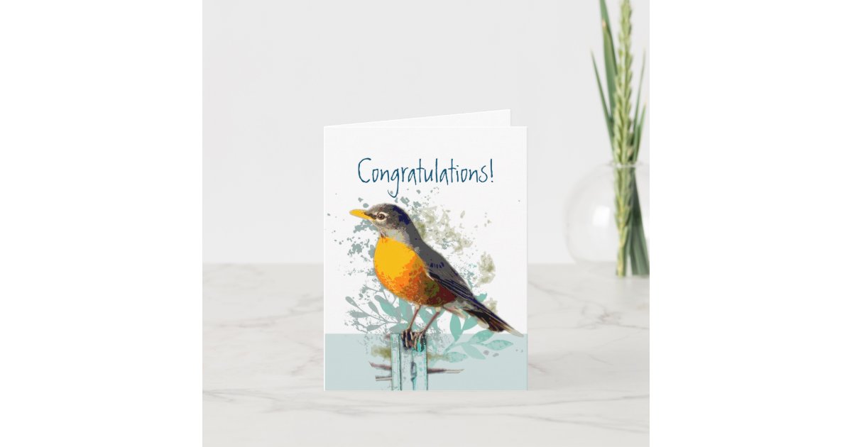 Robin Garden Bird Wildlife Congratulations Card | Zazzle