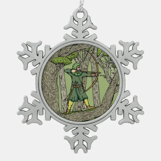 Robin Hood Snowflake Pewter Christmas Ornament | Zazzle
