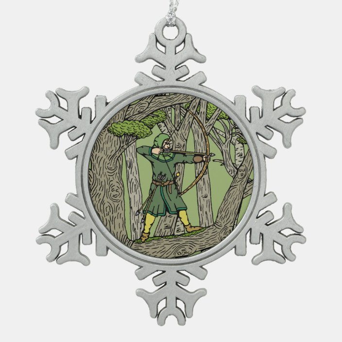 Robin Hood Snowflake Pewter Christmas Ornament | Zazzle.com