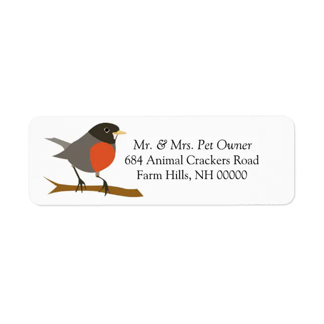 Robin On Branch Return Address Labels Stickers | Zazzle