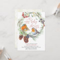 Robin Pine Cone Wreath Merry Little Baby Shower Invitation | Zazzle