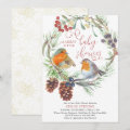 Robin Pine Cone Wreath Merry Little Baby Shower Invitation | Zazzle