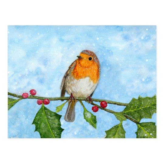 Robin Red Breast Watercolour Painting Postcard | Zazzle.com