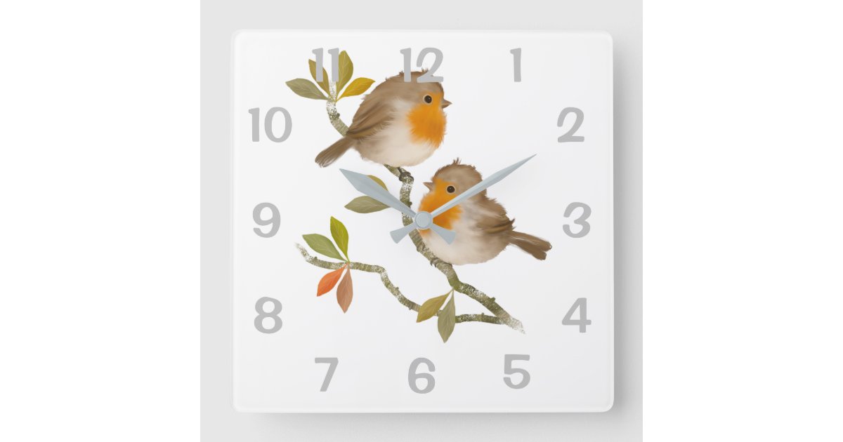 Robin Redbreast Birds Wall Clock | Zazzle