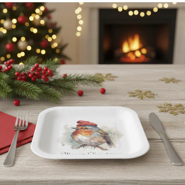 Robin Winter Delight, custom Paper Plates | Zazzle