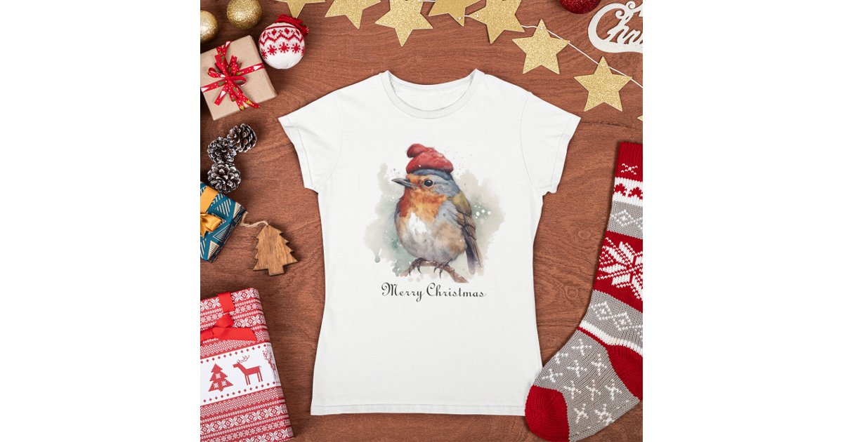 Robin Winter Delight, custom T-Shirt | Zazzle