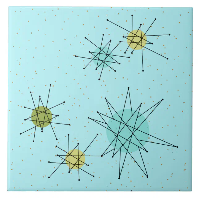 Robin's Egg Blue Atomic Starbursts Ceramic Tile | Zazzle