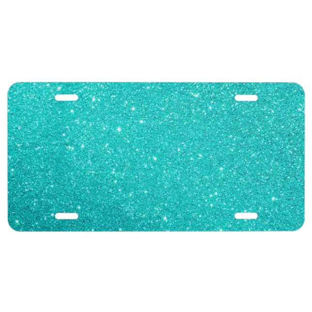 Robin's Egg Blue Teal Turquoise Glitter License Plate | Zazzle