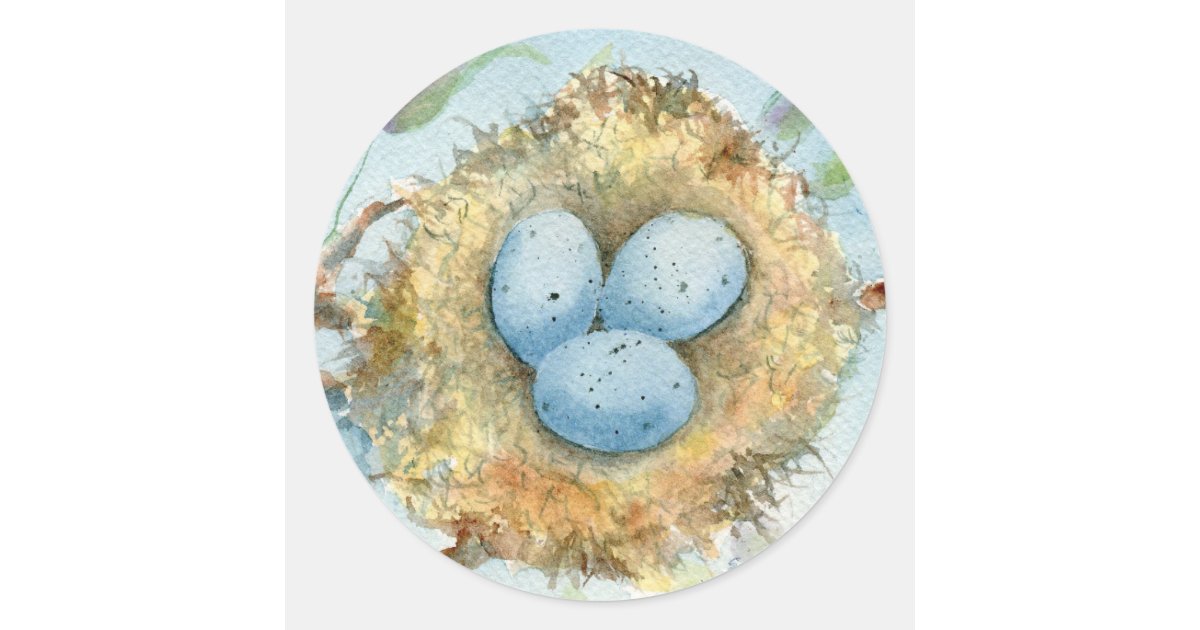 "Robin's Nest" Round Sticker | Zazzle