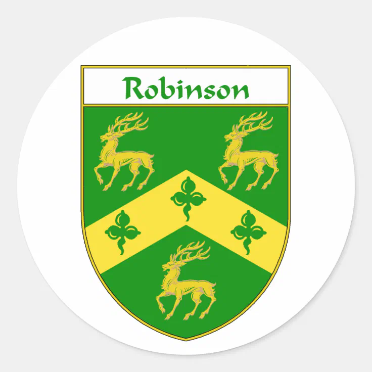 Robinson Coat of Arms/Family Crest Classic Round Sticker | Zazzle