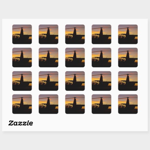 Robinson R44 helicopter at sunset Square Sticker | Zazzle