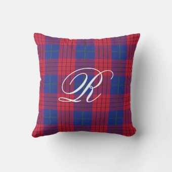 Robinson Tartan Monogram Pillow | Zazzle