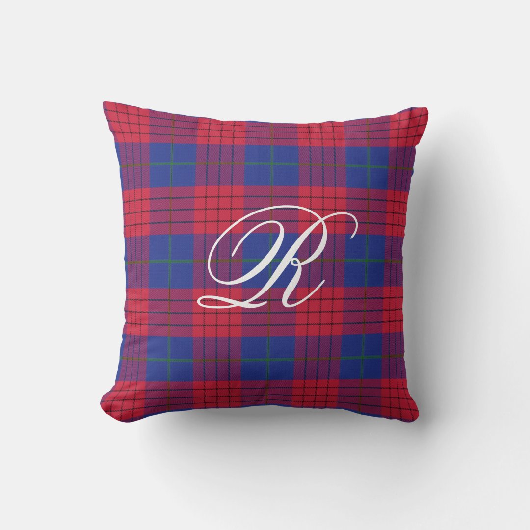 Robinson Tartan Monogram Pillow | Zazzle
