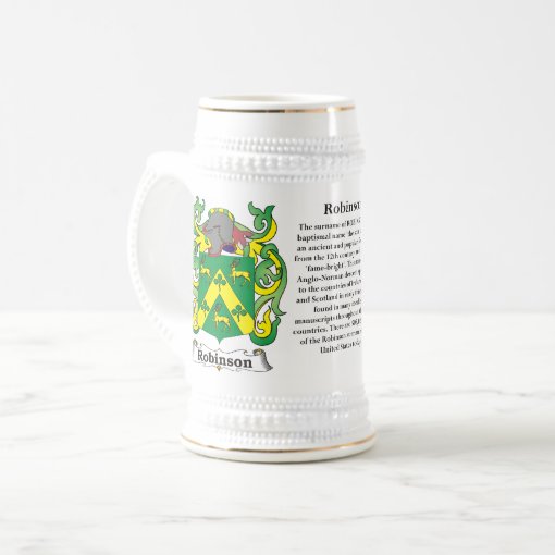 Robinson, the Origin, the Meaning and the Crest on Beer Stein | Zazzle