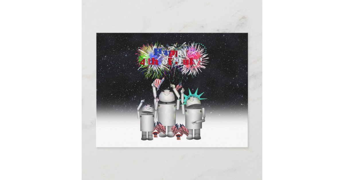 Robo-x9 Celebrates the 4th of July Night Sky Postcard | Zazzle