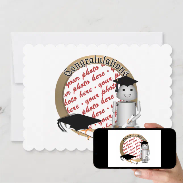 Robo-X9 Robot Graduation Photo Frame Invitation | Zazzle