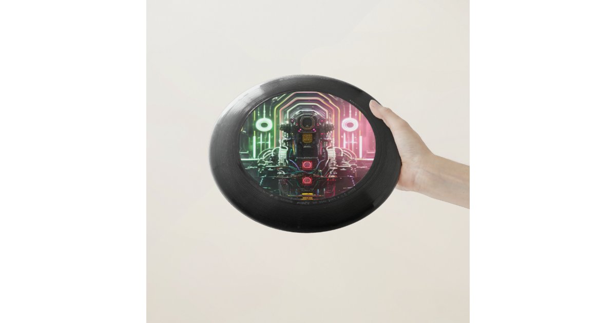 Robot 1 black Frisbee | Zazzle