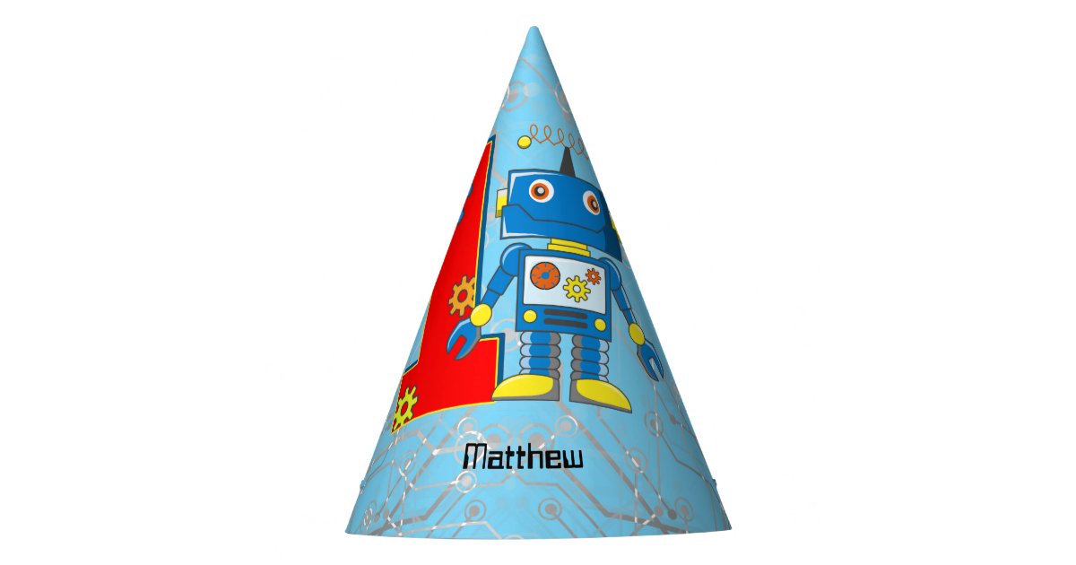 Robot 1st Birthday Party Hat | Zazzle
