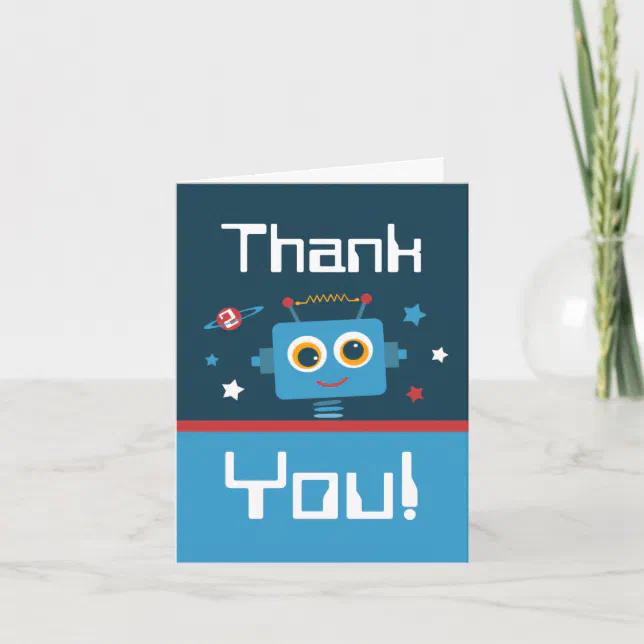Robot 2nd Birthday Thank You Notes | Zazzle