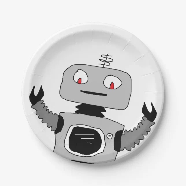 Robot AI Paper Plates For Kids Birthday Party | Zazzle