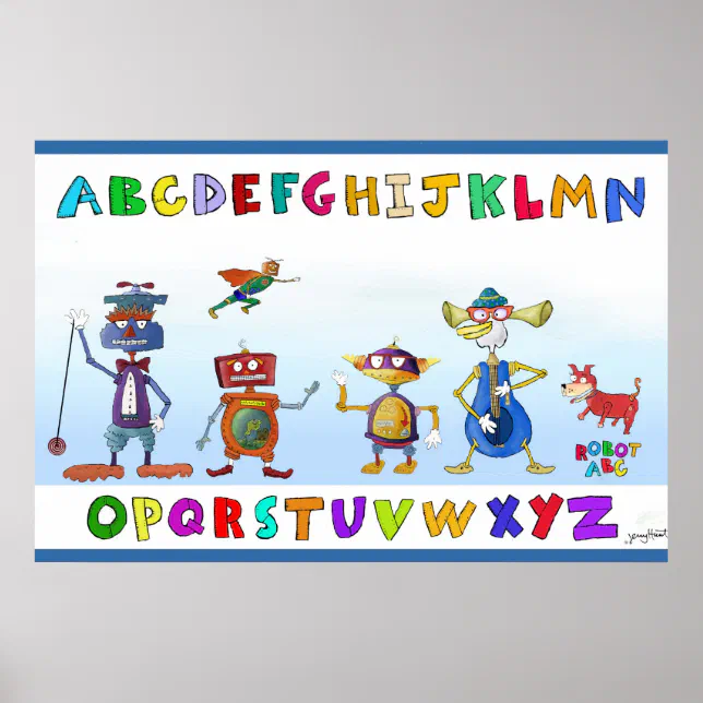 Robot Alphabet by Jerry Hunt Poster | Zazzle
