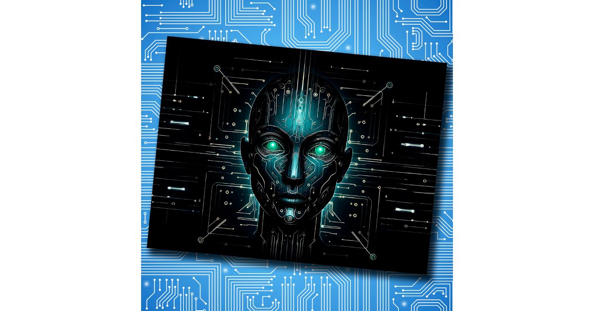 Robot artificial intelligence fantasy art science postcard | Zazzle