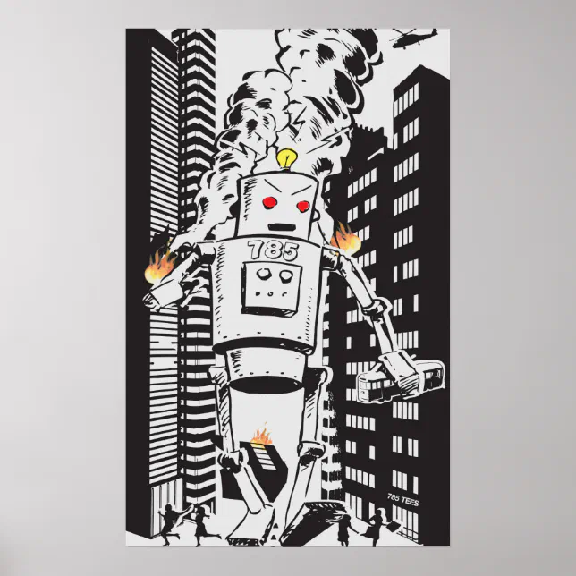 Robot Attack Vintage Poster | Zazzle
