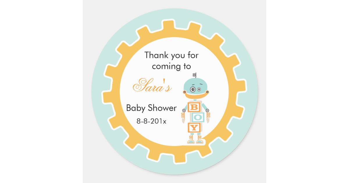 Robot Baby Shower | Favor Sticker | Zazzle