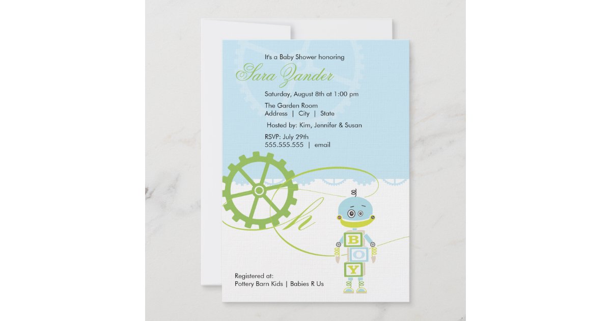 Robot Baby Shower Invitations | Boy | Zazzle