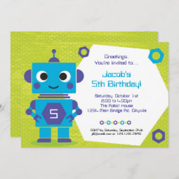 Robot Birthday Invitation | Zazzle