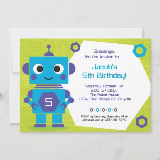Robot Birthday Invitation | Zazzle
