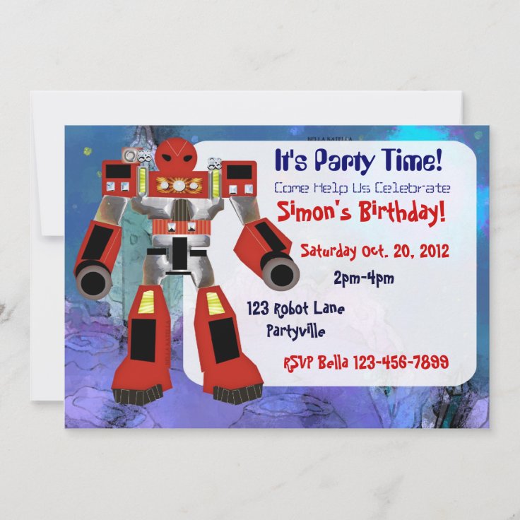 Robot Birthday Invitation | Zazzle