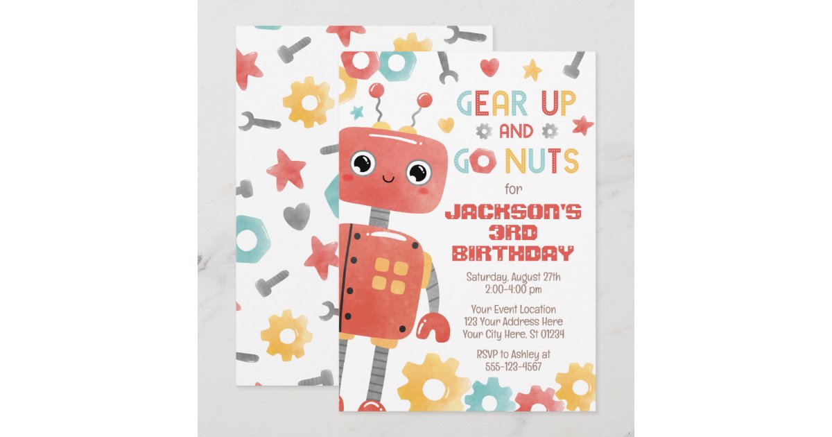 Robot Birthday Invitation, Boy Robot Invitation | Zazzle