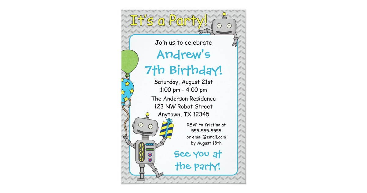 Robot Birthday Party Invitations | Zazzle.com