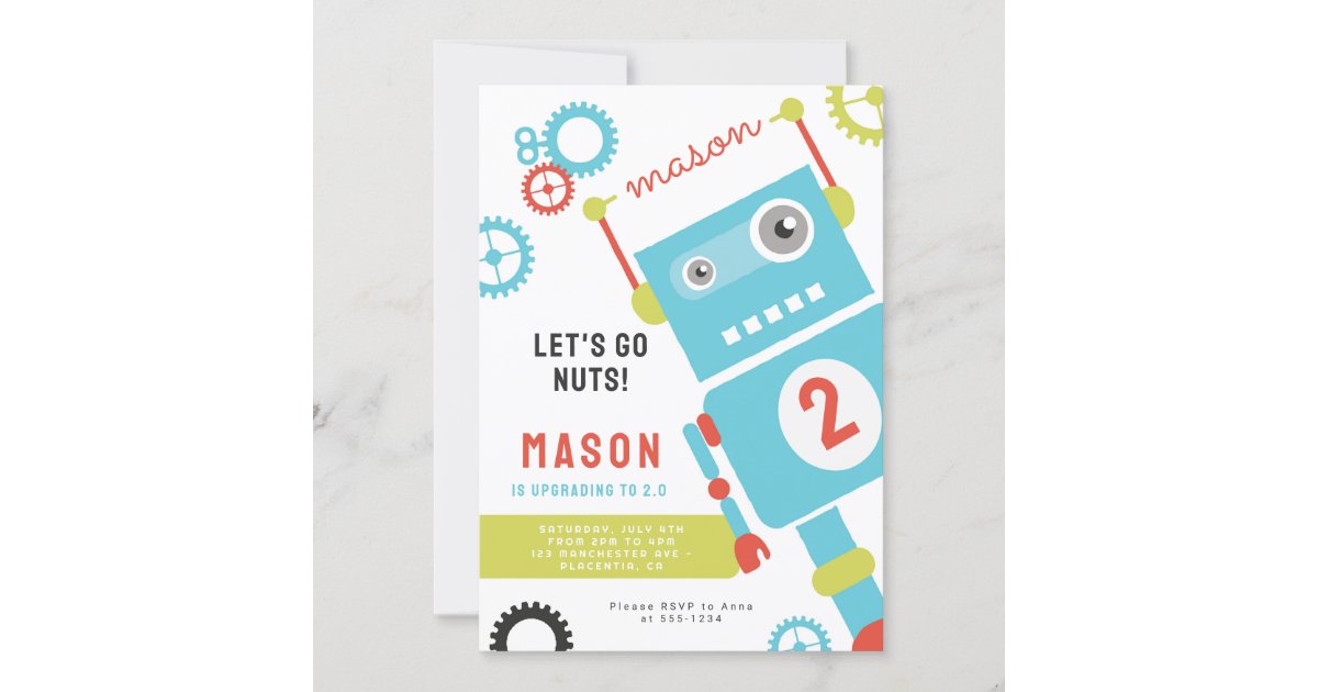 Robot Birthday Party invitations | Zazzle