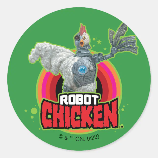 Robot Chicken Character Logo Classic Round Sticker | Zazzle