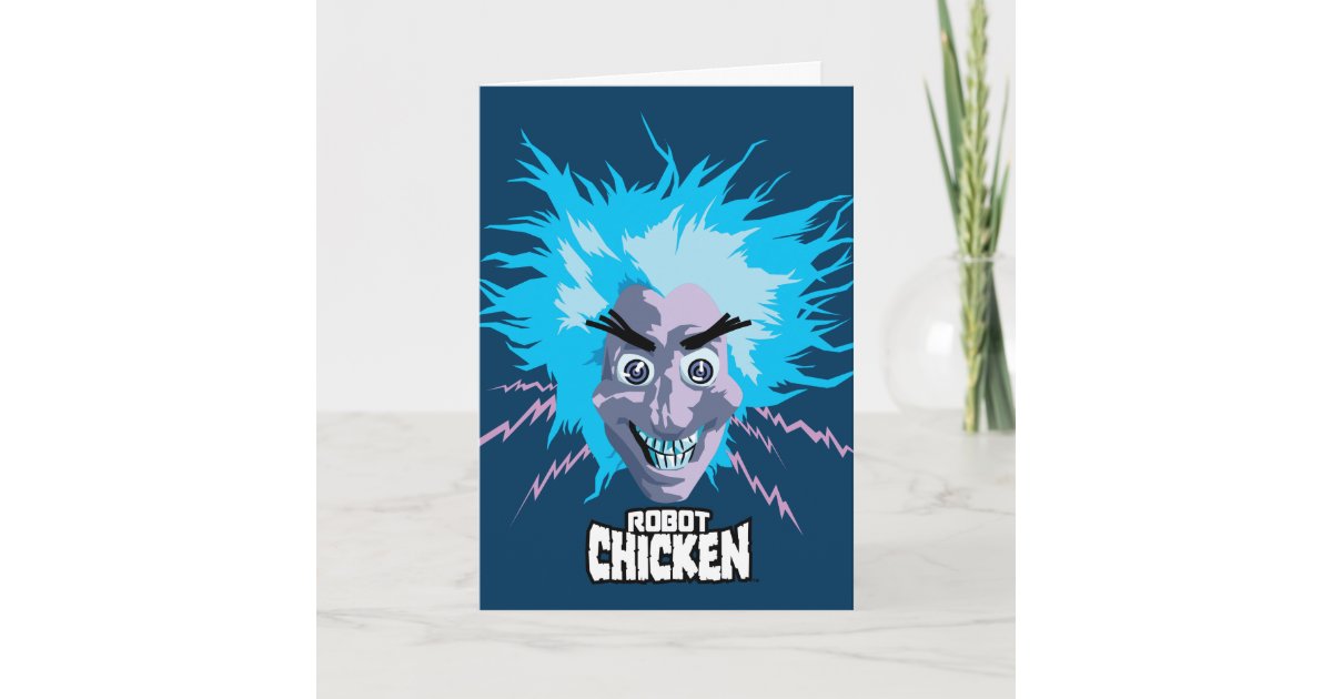 Robot Chicken Scientist Head Graphic Card | Zazzle