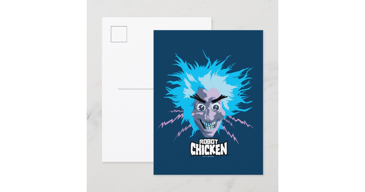 Robot Chicken Scientist Head Graphic Postcard | Zazzle