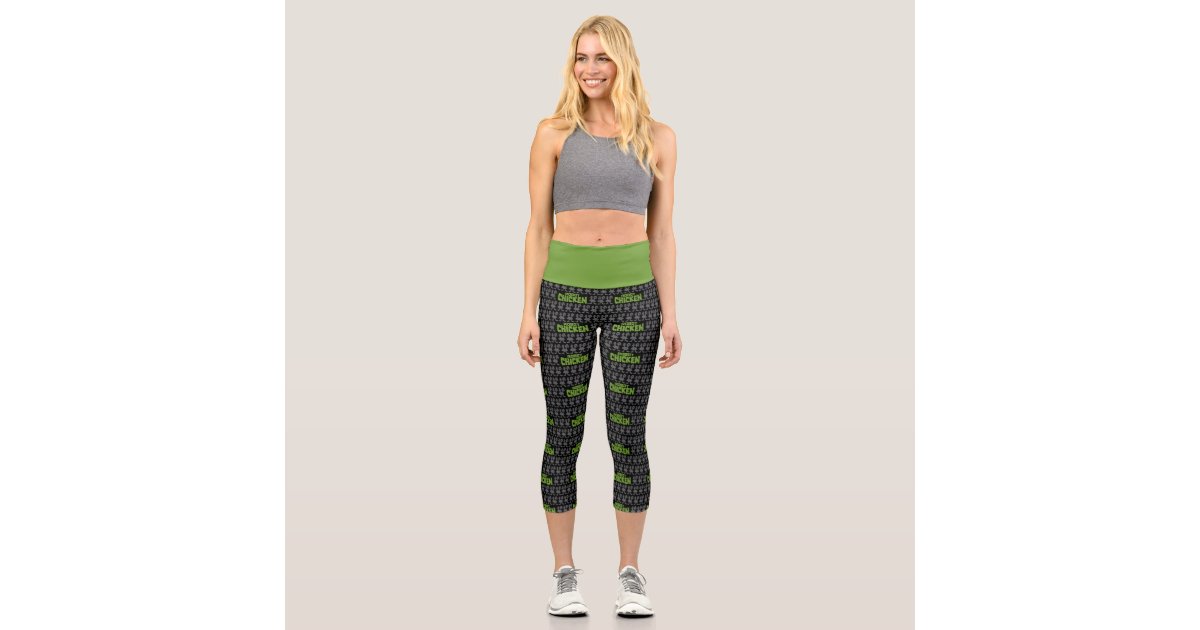 Robot Chicken Silhouette Pattern Capri Leggings | Zazzle