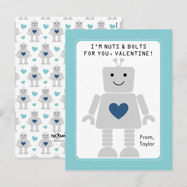 Robot Class Valentines Holiday Postcard | Zazzle