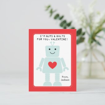 Robot Class Valentines Holiday Postcard | Zazzle